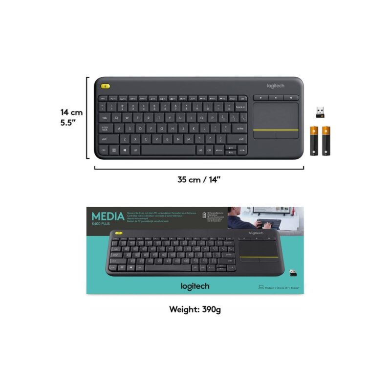 Logitech Wireless Touch Keyboard K400 Plus With Built In Multi Touch Touchpad Onside